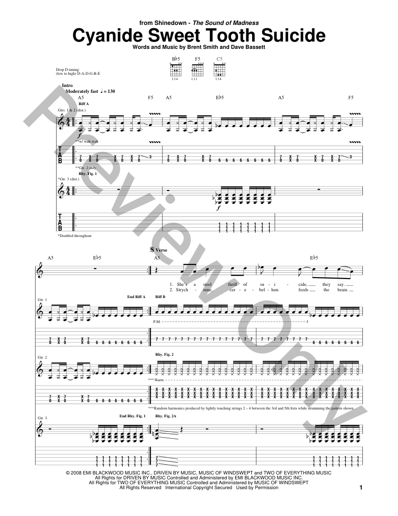 Cyanide Sweet Tooth Suicide Guitar/Fretted Sheet Music | J.W. Pepper