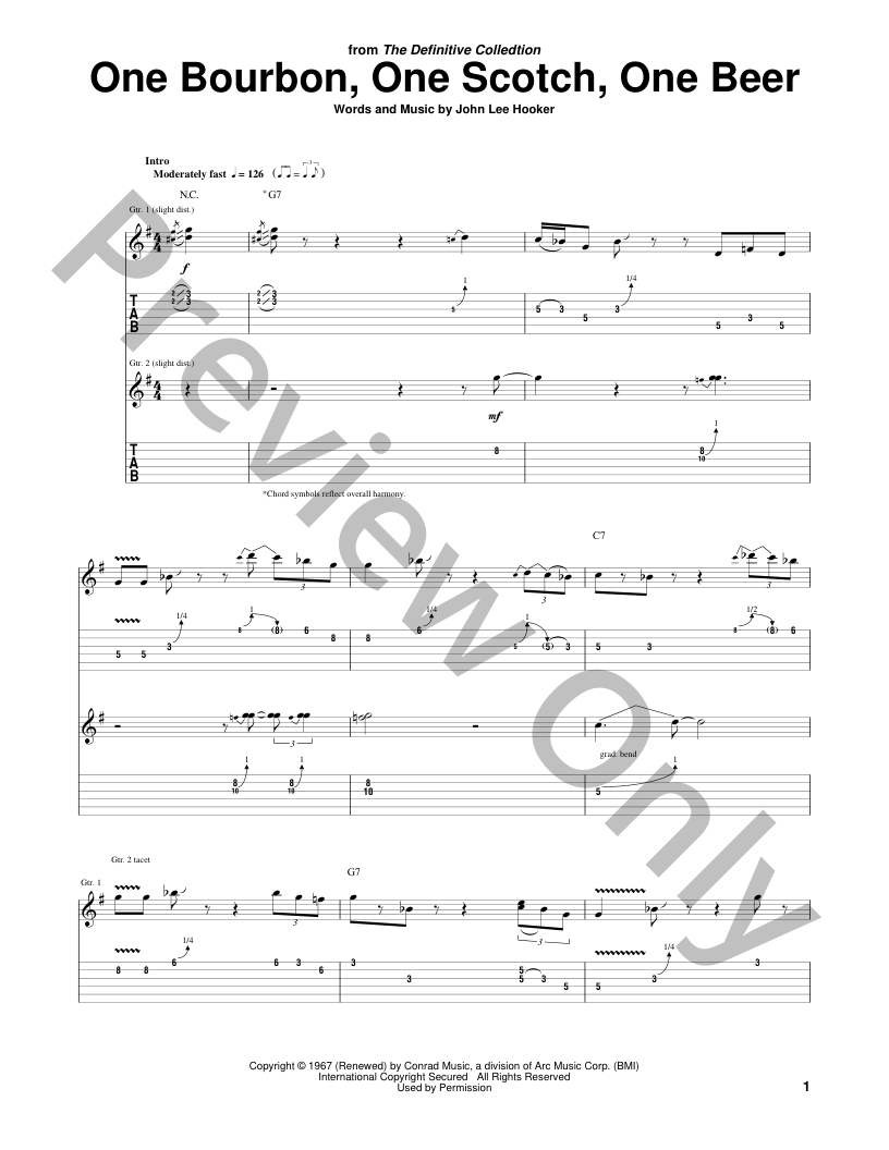 One bourbon, One Scotch, One Beer Guitar/Fretted Sheet Music | J.W. Pepper