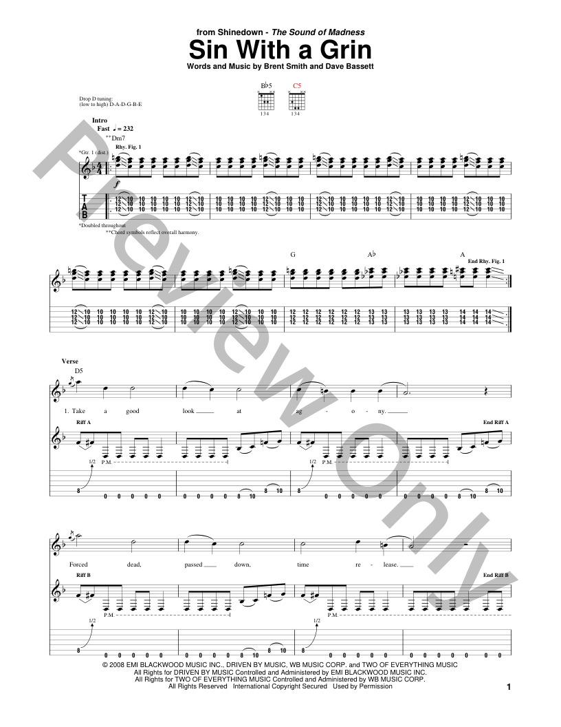 Sin with a Grin Guitar/Fretted Sheet Music | J.W. Pepper