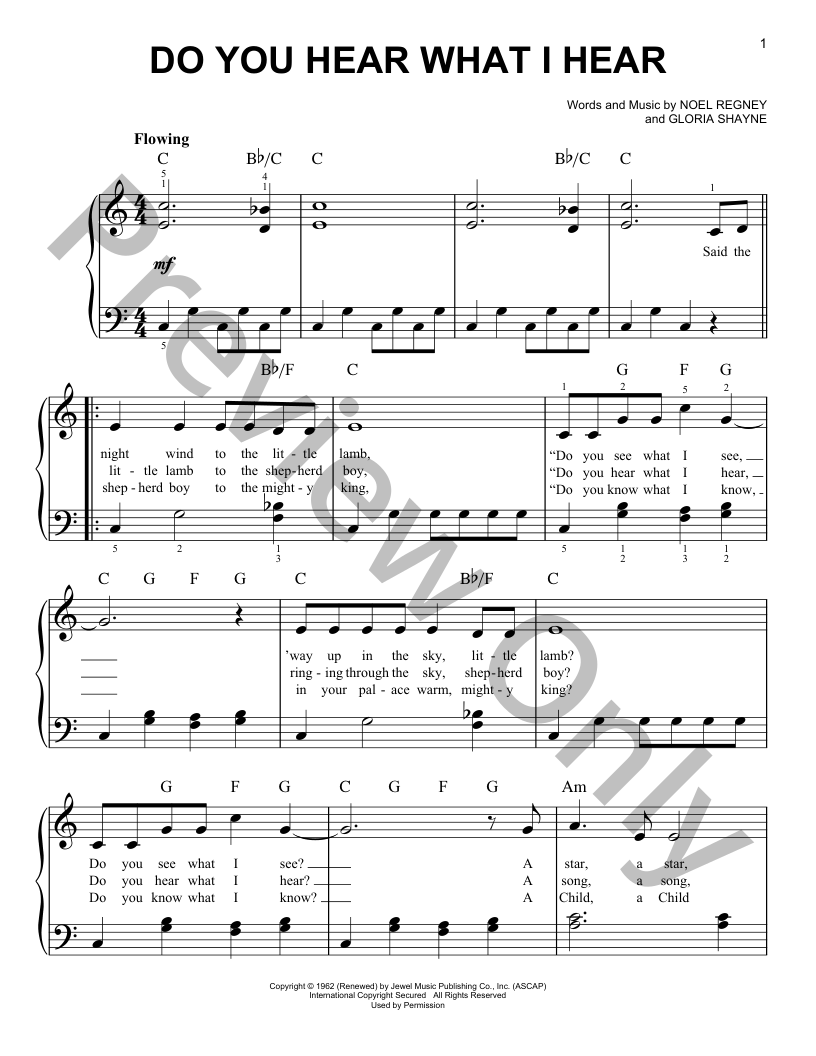Do You Hear What I Hear Easy Piano Sheet Music | J.W. Pepper