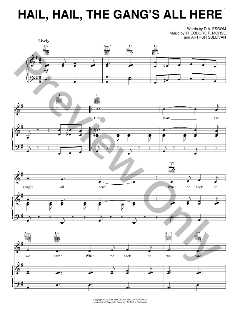 Hail, Hail the Gang's All Here P/V/G Sheet Music | J.W. Pepper