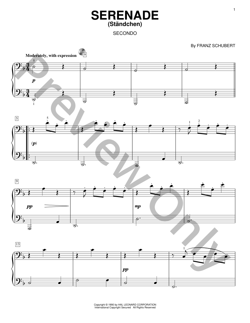 Serenade Standchen Piano Duet Piano Sheet Music | J.W. Pepper