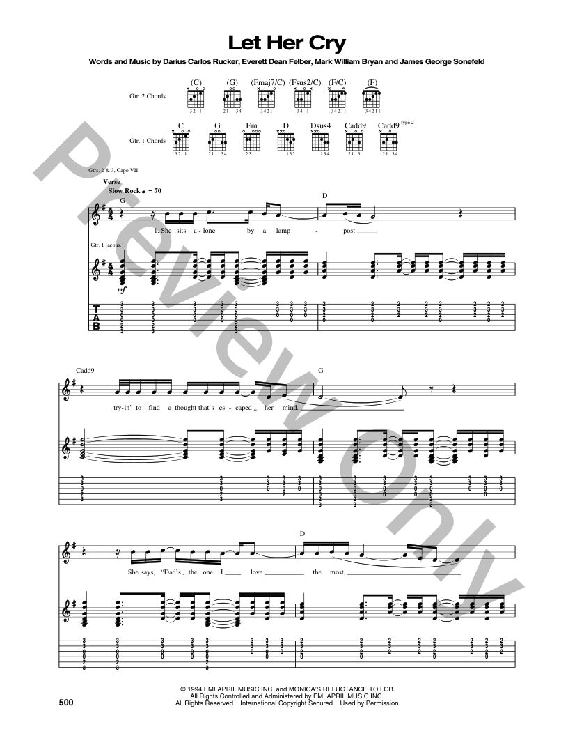 Let Her Cry Guitar/Fretted Sheet Music | J.W. Pepper