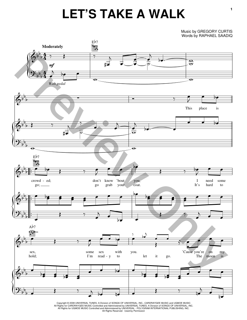Let's Take a Walk P/V/G Sheet Music | J.W. Pepper