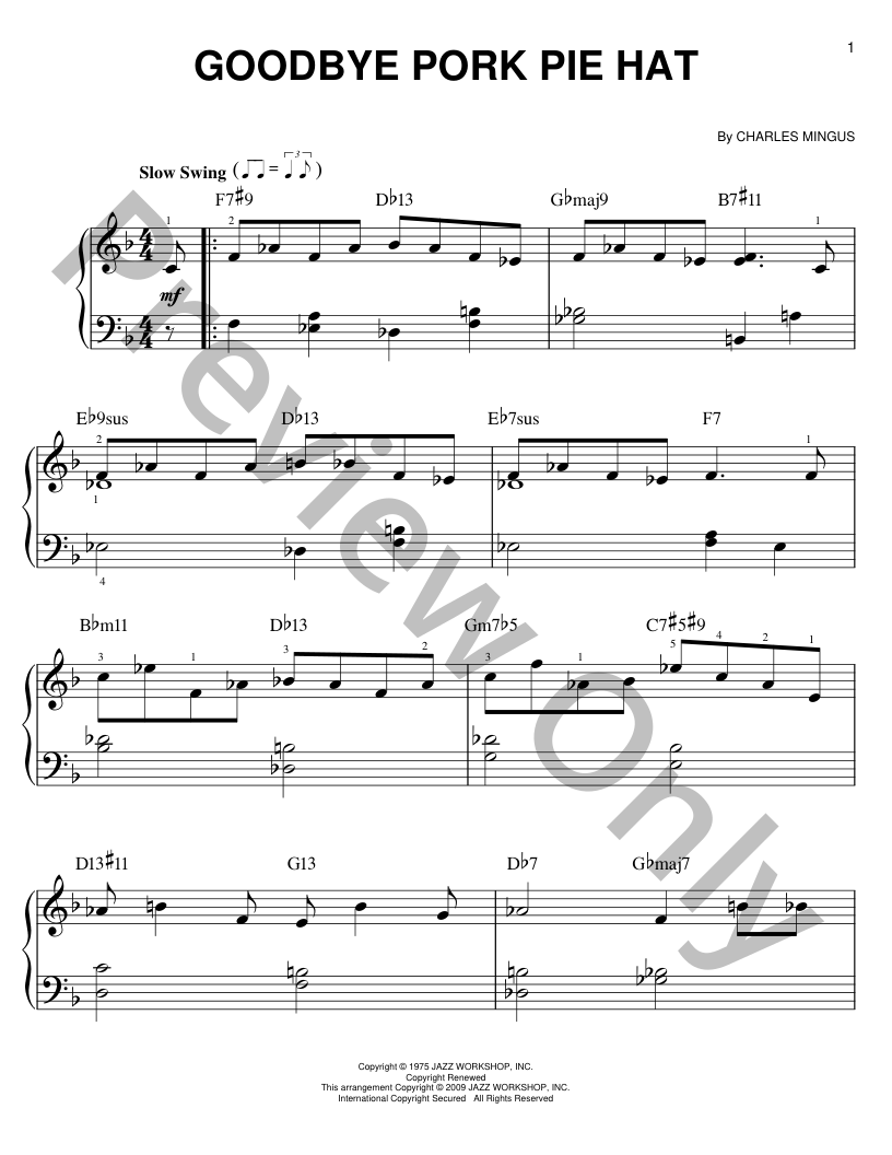 Goodbye Pork Pie Hat | J.W. Pepper