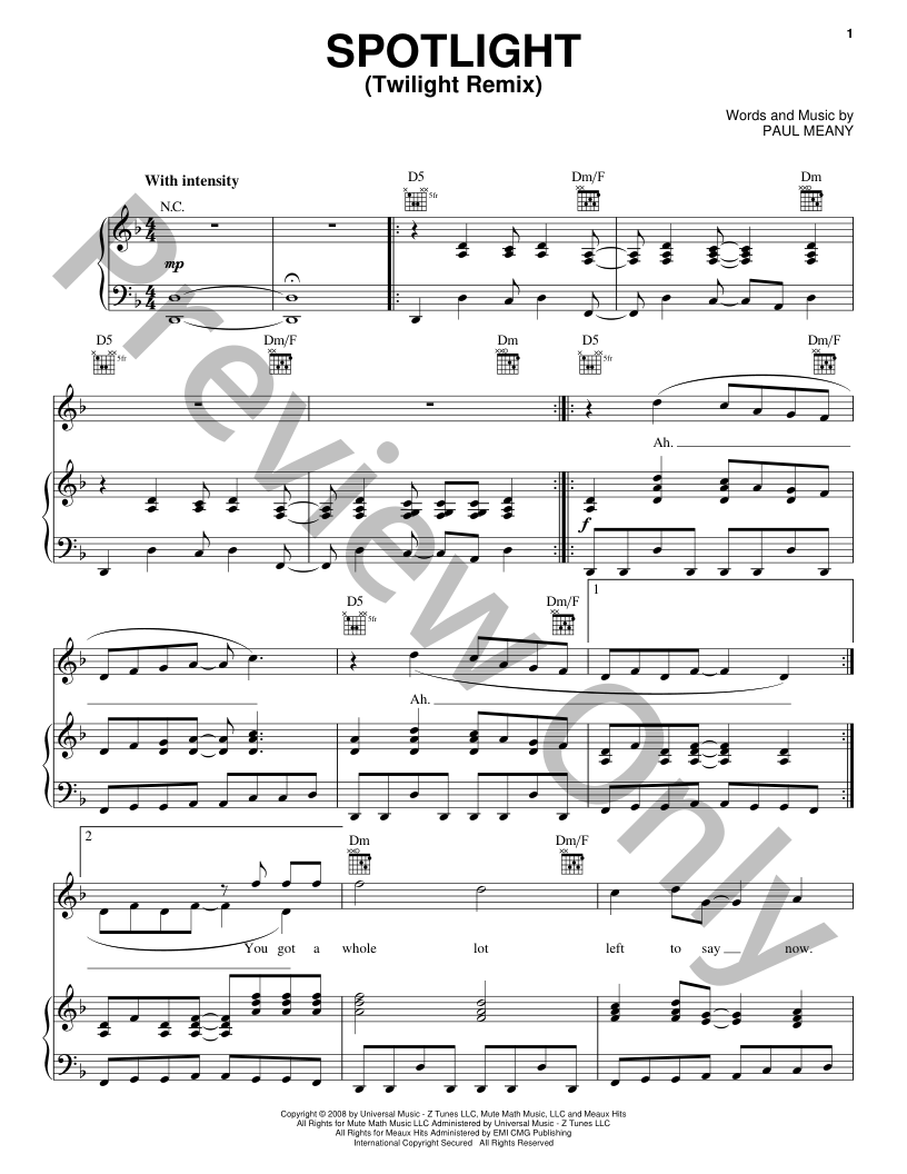 Spotlight P/V/G Sheet Music | J.W. Pepper