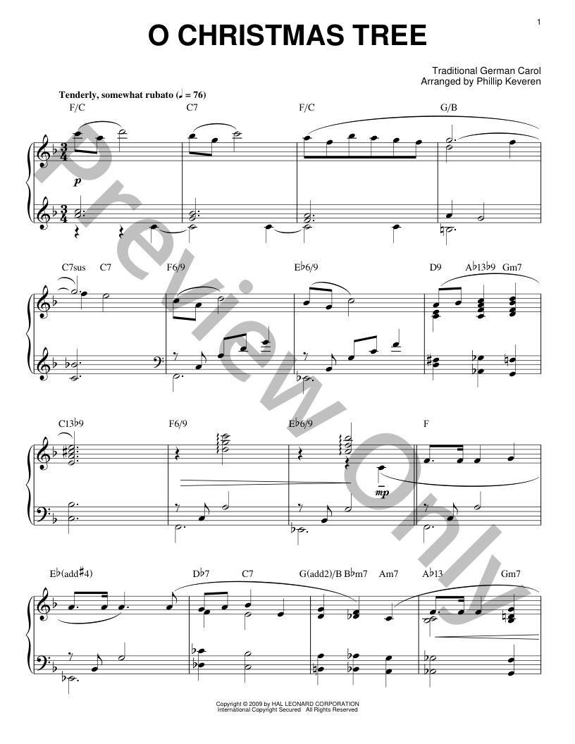 O Christmas Tree Piano Sheet Music | J.W. Pepper