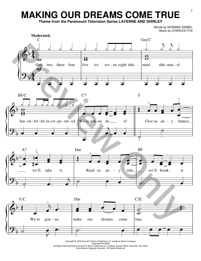 Making Our Dreams Come True Easy Piano Sheet Music | J.W. Pepper