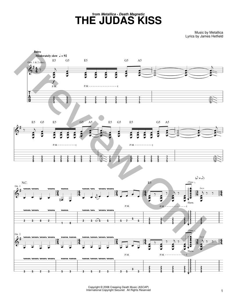 Judas Kiss Guitar/Fretted Sheet Music | J.W. Pepper