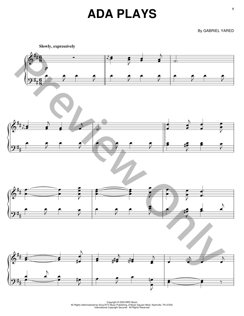 Ada Plays Piano Sheet Music | J.W. Pepper