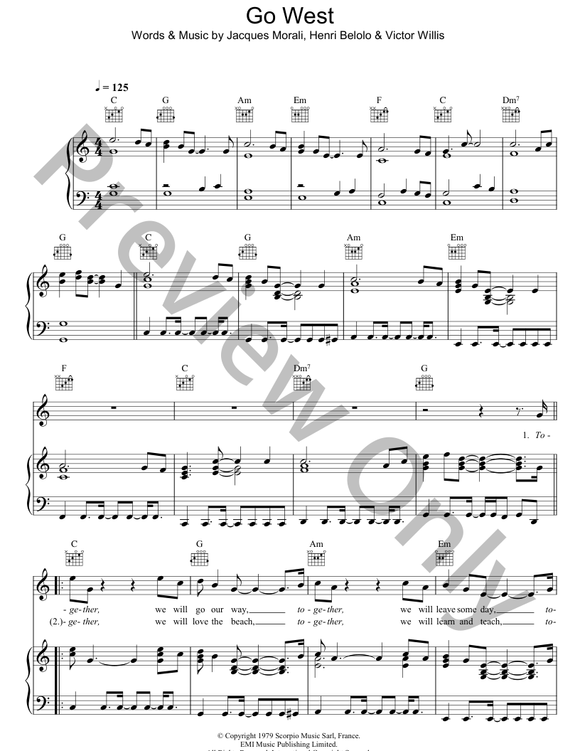 Go West P/V/G Sheet Music | J.W. Pepper