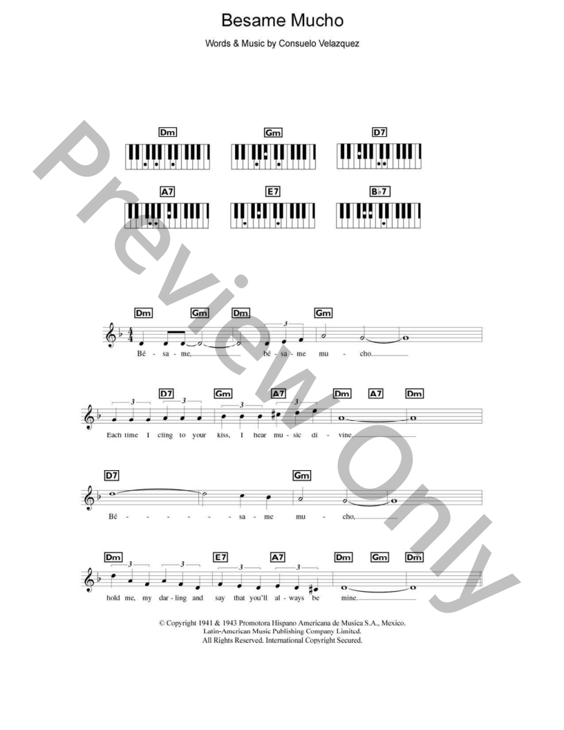 Besame Mucho Kiss Me Much P/V/G Sheet Music | J.W. Pepper