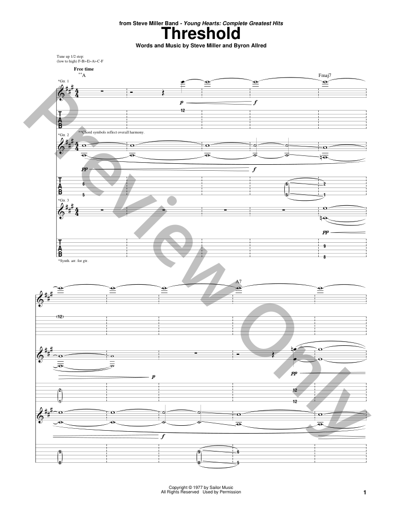 Threshold Guitar/Fretted Sheet Music | J.W. Pepper