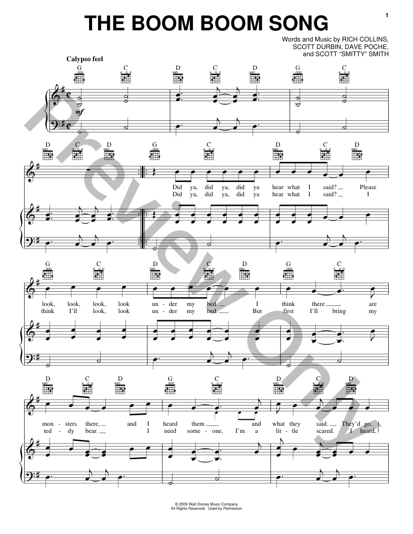 Boom Boom Song P/V/G Sheet Music | J.W. Pepper