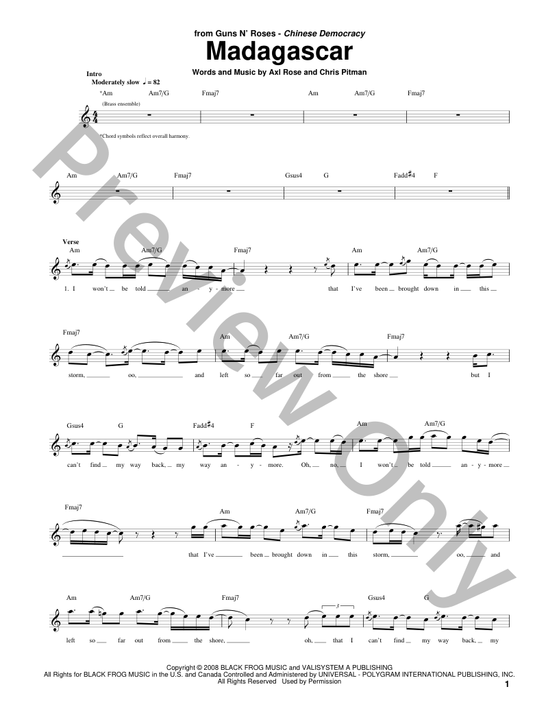 Madagascar Guitar/Fretted Sheet Music | J.W. Pepper