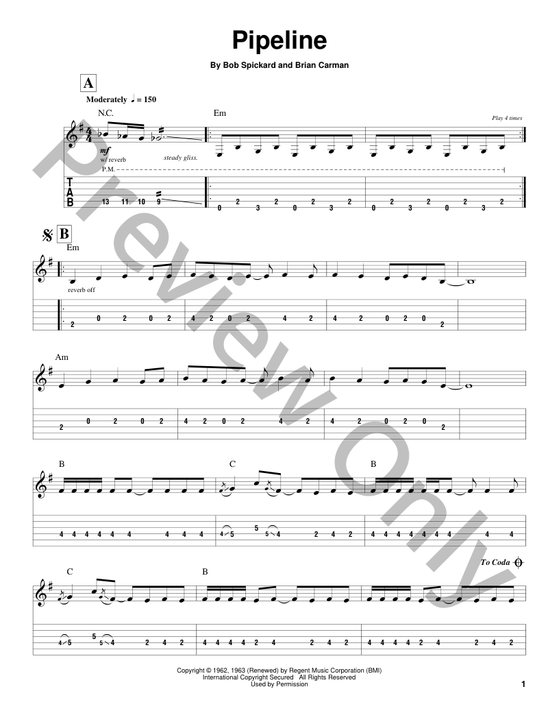Pipeline Guitar/Fretted Sheet Music | J.W. Pepper
