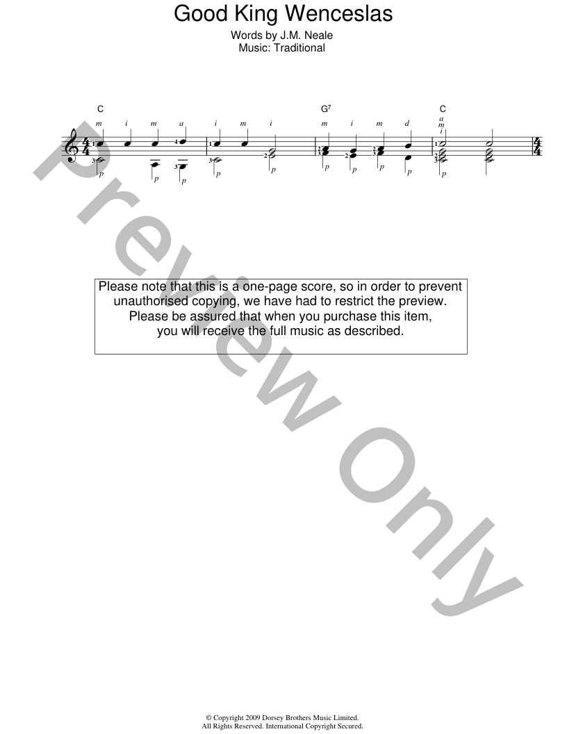 Good King Wenceslas Guitar/Fretted Sheet Music | J.W. Pepper