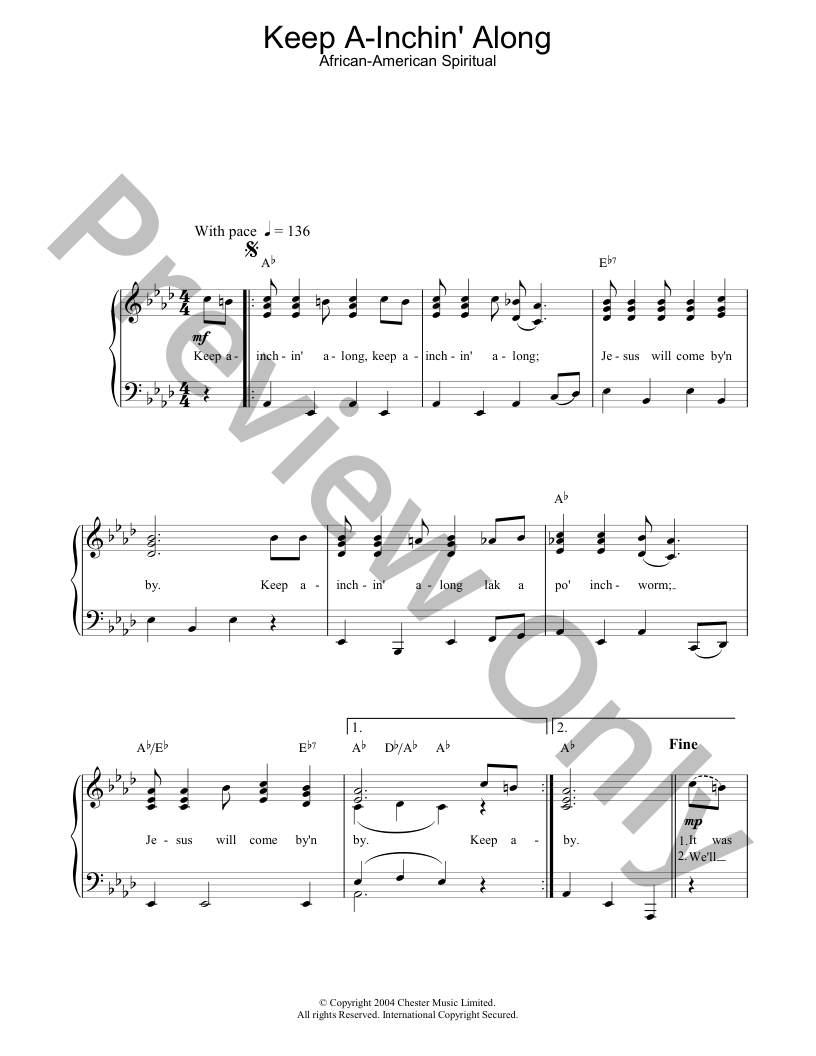 Keep a Inching along Easy Piano Sheet Music | J.W. Pepper
