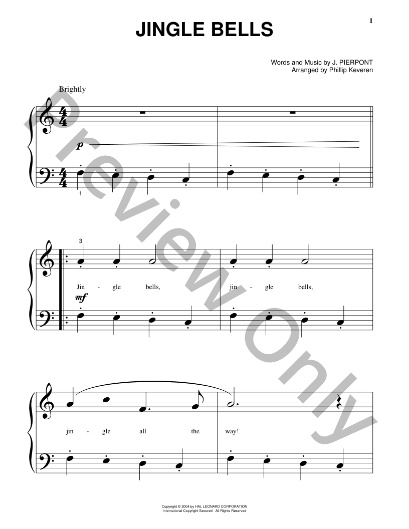 Jingle Bells Big Note Piano Sheet Music | J.W. Pepper