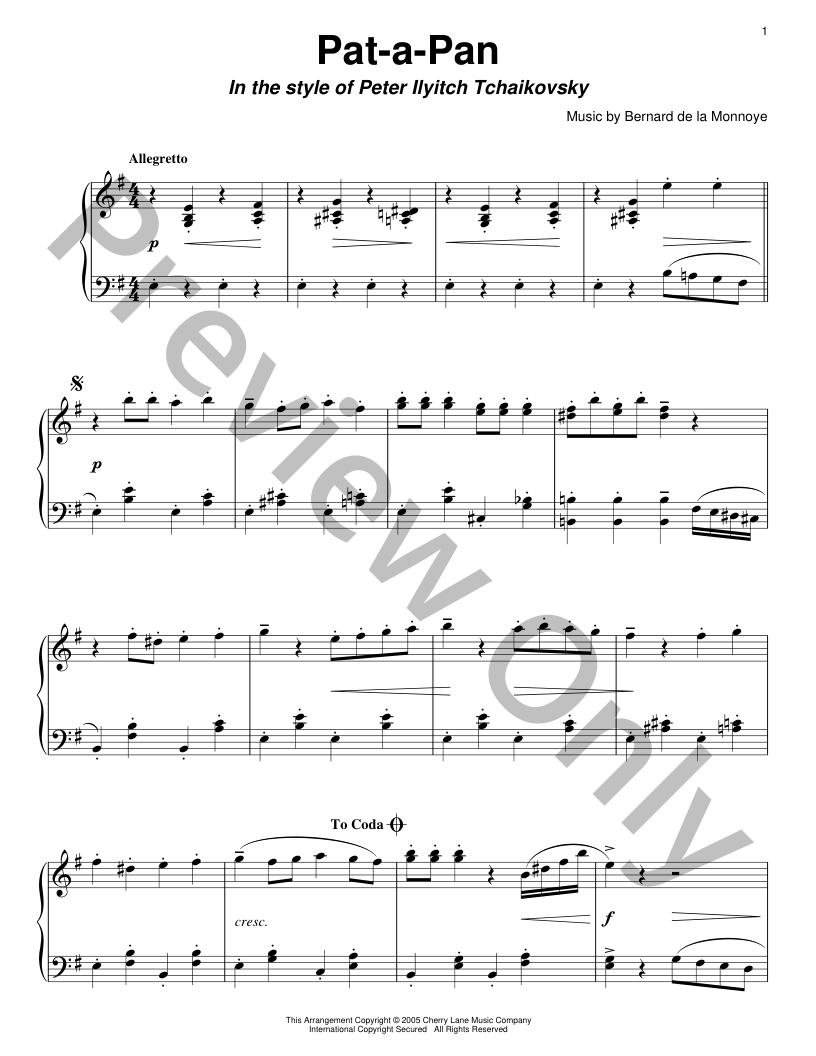 Pat a Pan Piano Sheet Music | J.W. Pepper