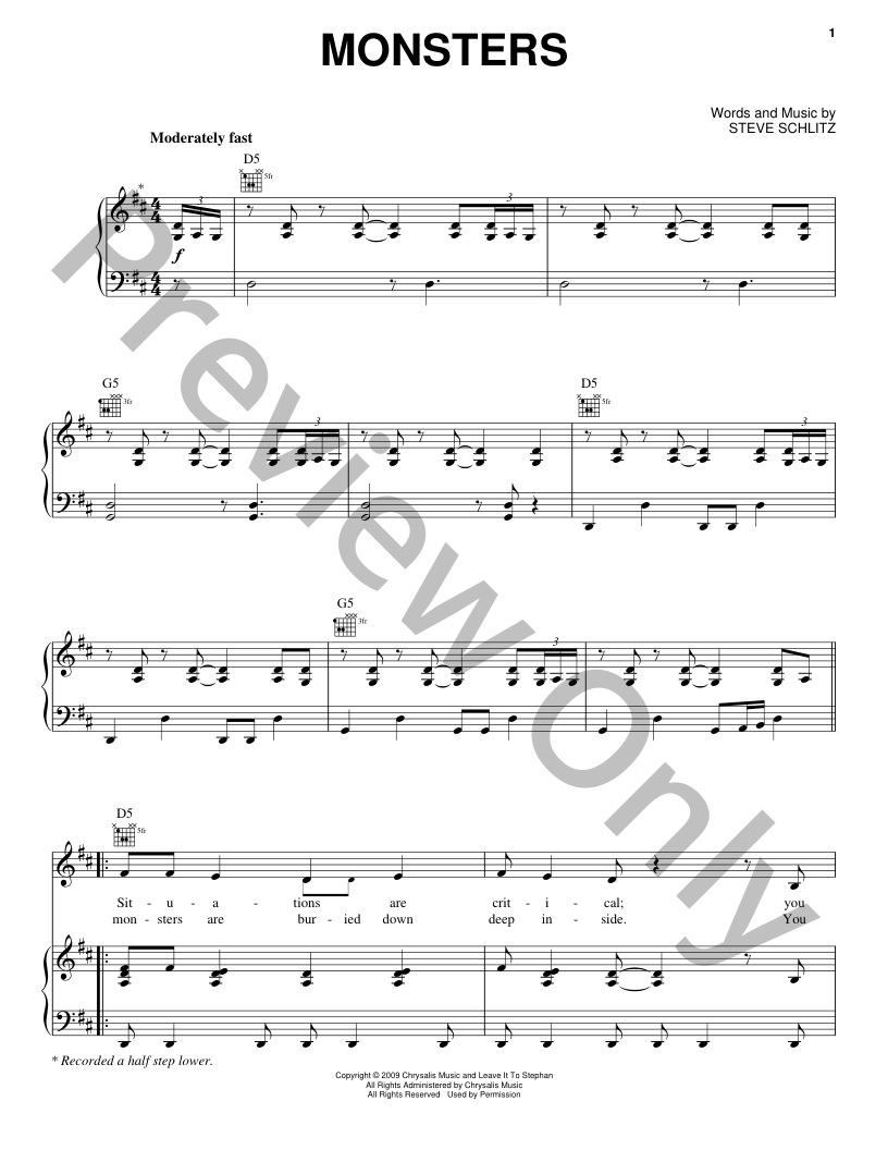 Monsters P/V/G Sheet Music | J.W. Pepper