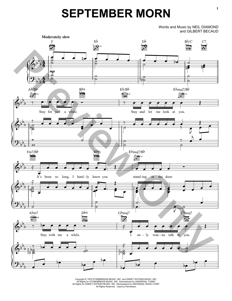 September Morn P/V/G Sheet Music | J.W. Pepper