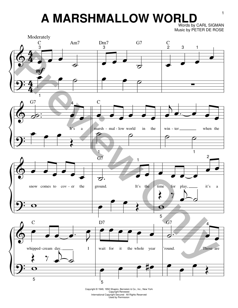 Marshmallow World Big Note Piano Sheet Music | J.W. Pepper