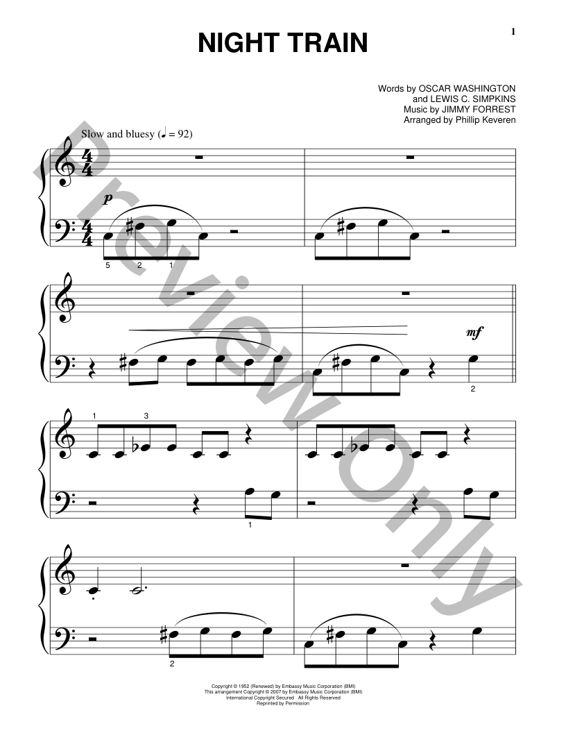 Night Train Piano Sheet Music | J.W. Pepper