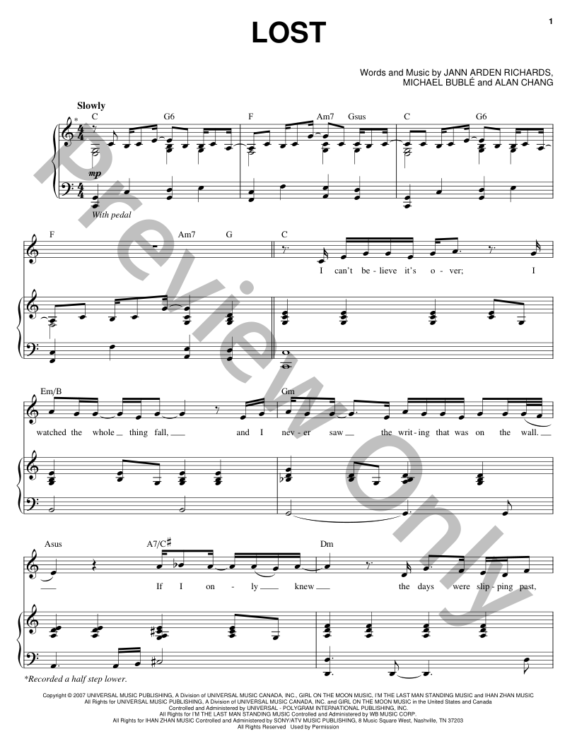 Lost P/V/G Sheet Music | J.W. Pepper