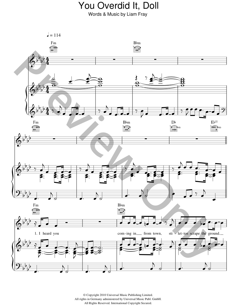 You Overdid It Doll P/V/G Sheet Music | J.W. Pepper