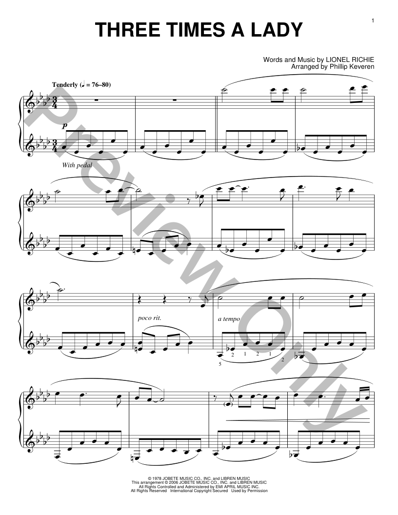 Three Times a Lady | J.W. Pepper