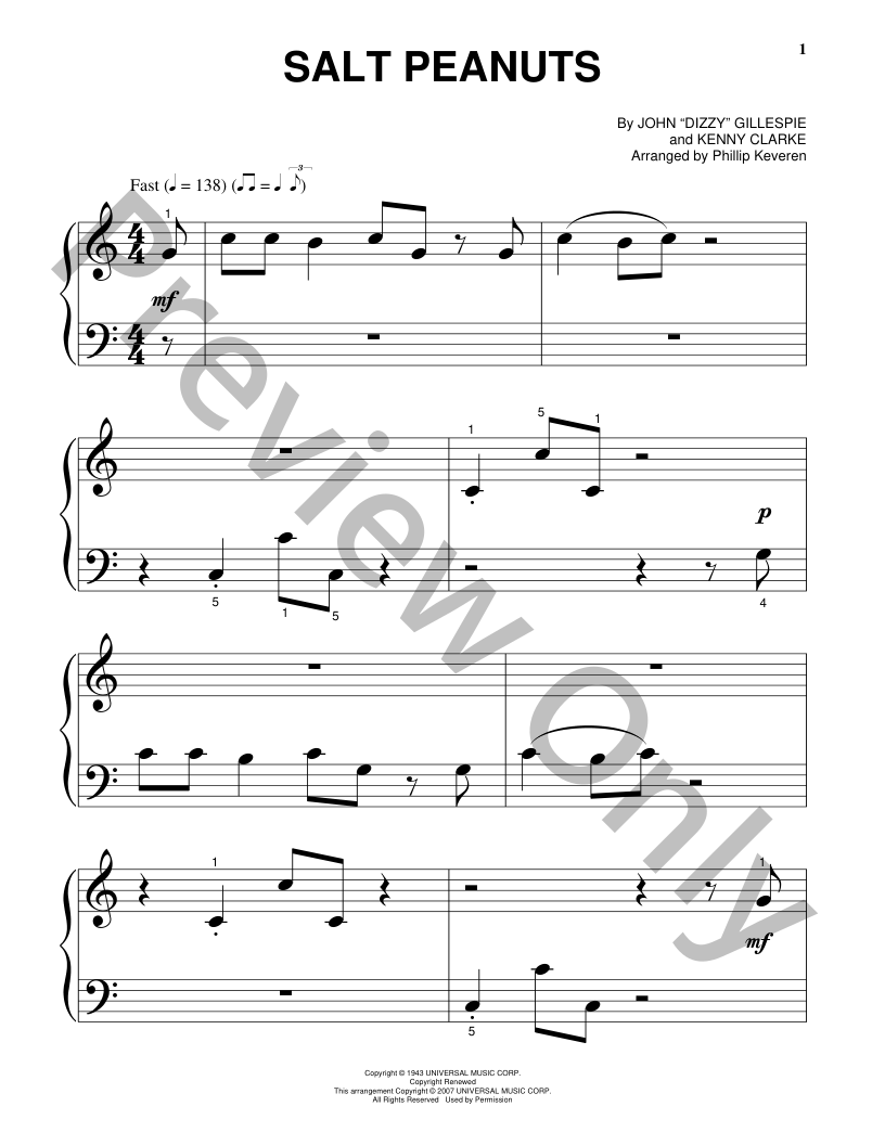 Salt Peanuts Piano Sheet Music | J.W. Pepper