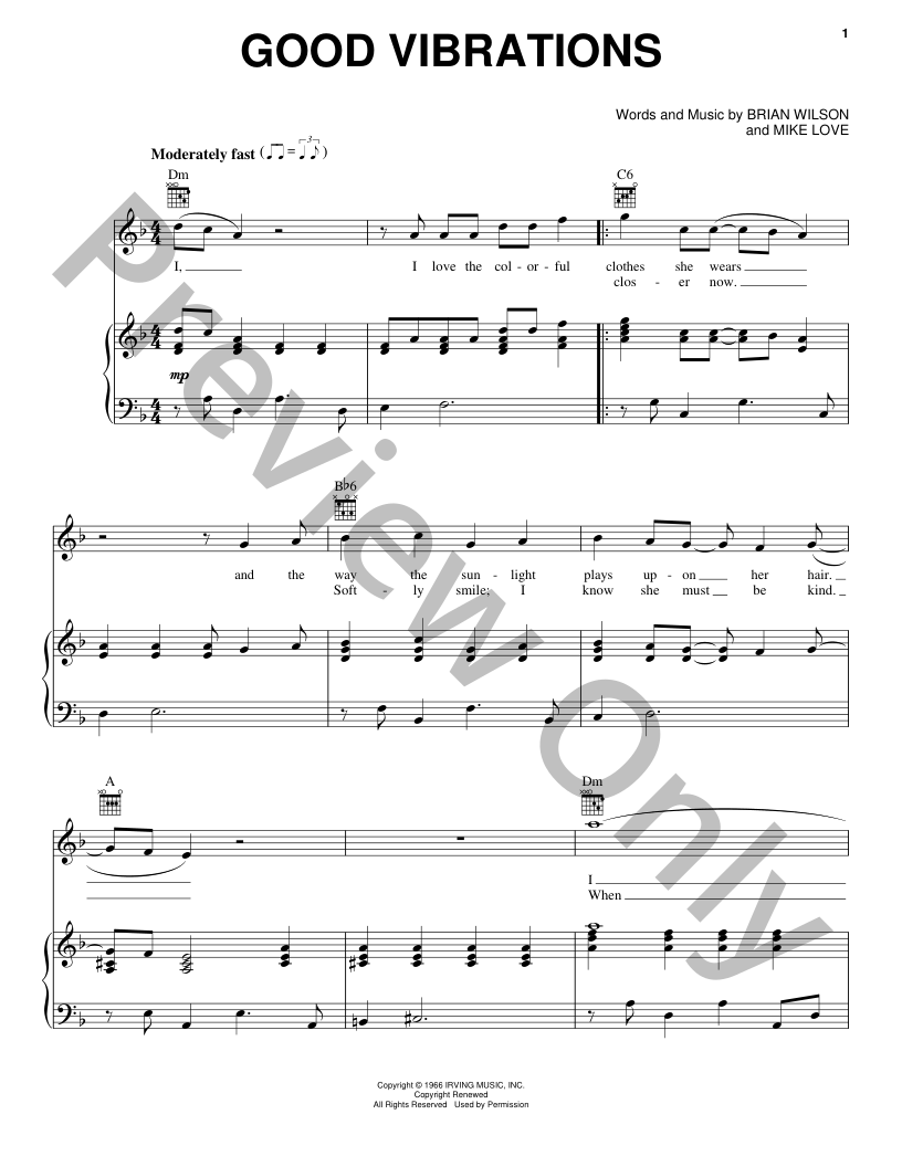 Good Vibrations P/V/G Sheet Music | J.W. Pepper