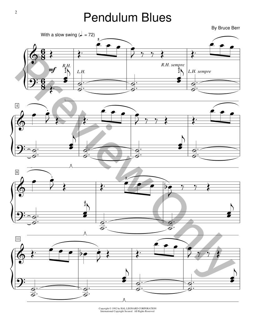 Pendulum Blues Piano Sheet Music | J.W. Pepper