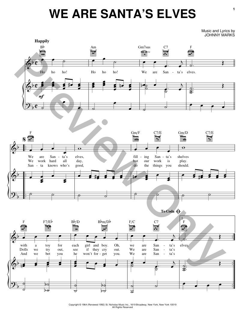 We Are Santa's Elves P/V/G Sheet Music | J.W. Pepper