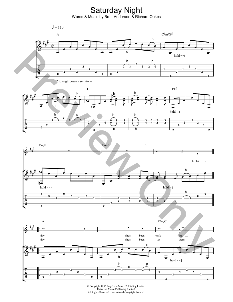 Saturday Night Guitar/Fretted Sheet Music | J.W. Pepper