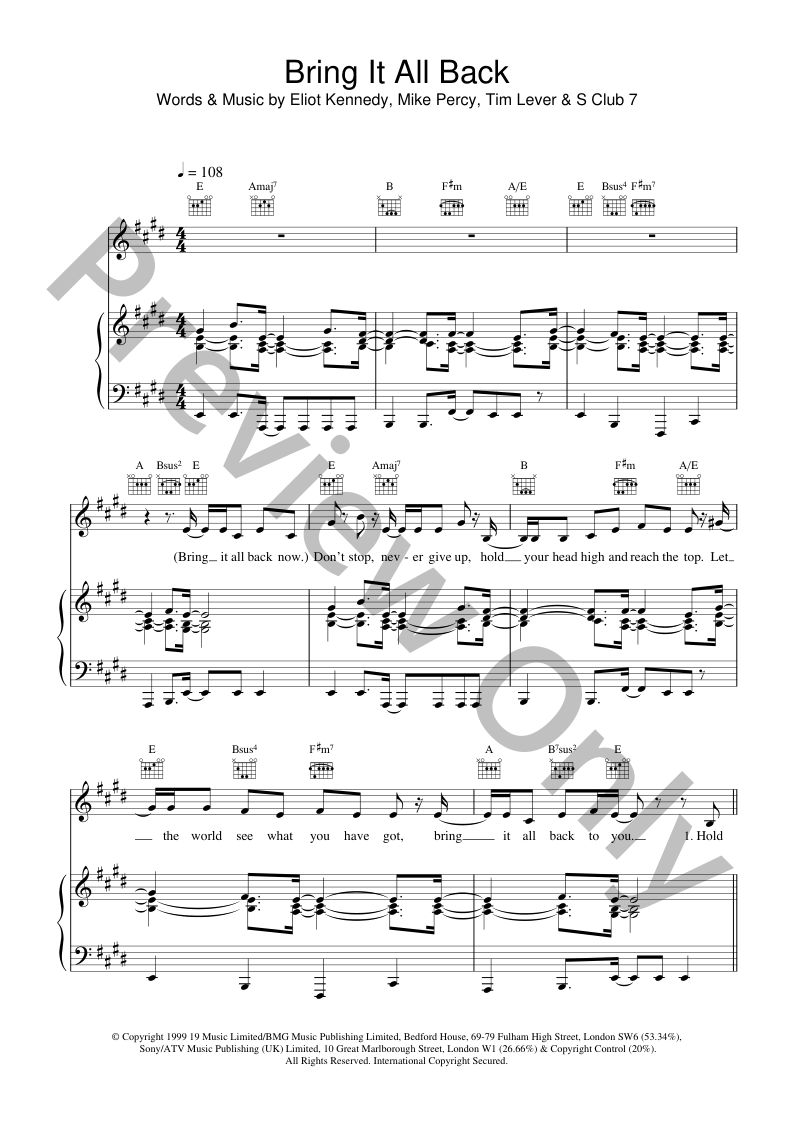 Bring It All Back P/V/G Sheet Music | J.W. Pepper