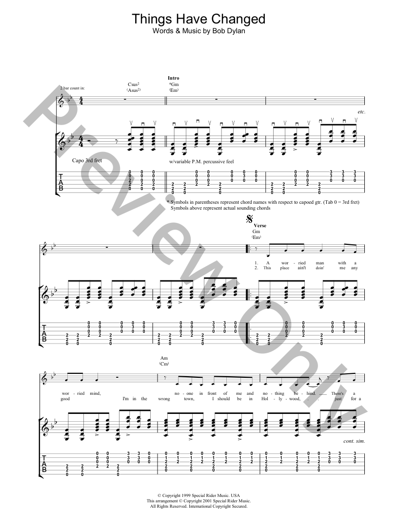 Things Have Changed Guitar/Fretted Sheet Music | J.W. Pepper