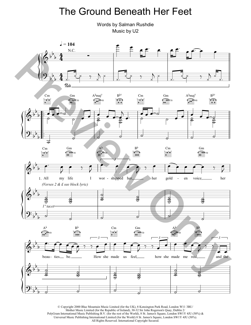 The Ground Beneath Her Feet P/V/G Sheet Music | J.W. Pepper