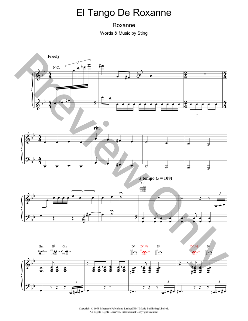 El Tango de Roxanne P/V/G Sheet Music | J.W. Pepper