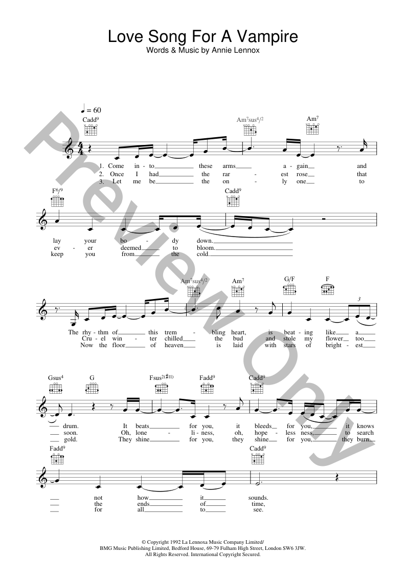 Love Song for a Vampire P/V/G Sheet Music | J.W. Pepper