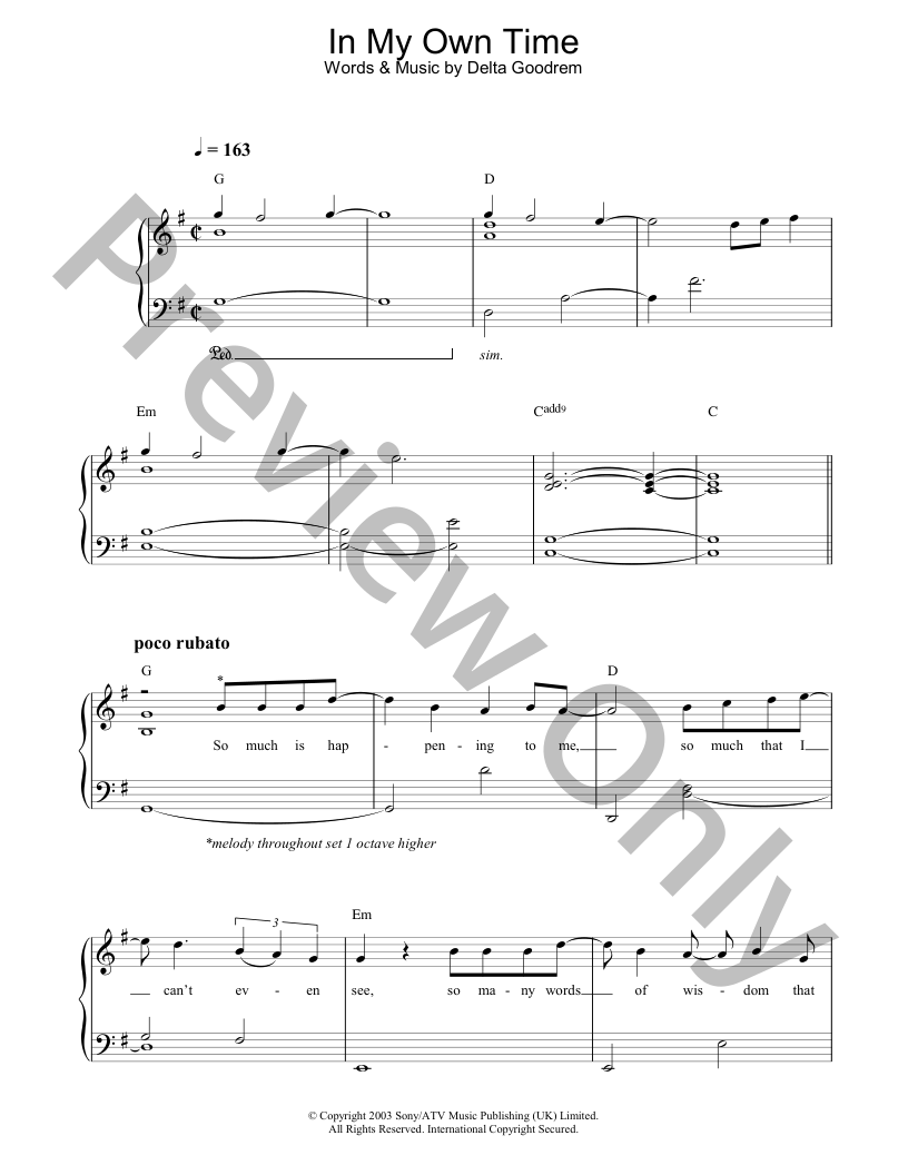 In My Own Time Piano Sheet Music | J.W. Pepper