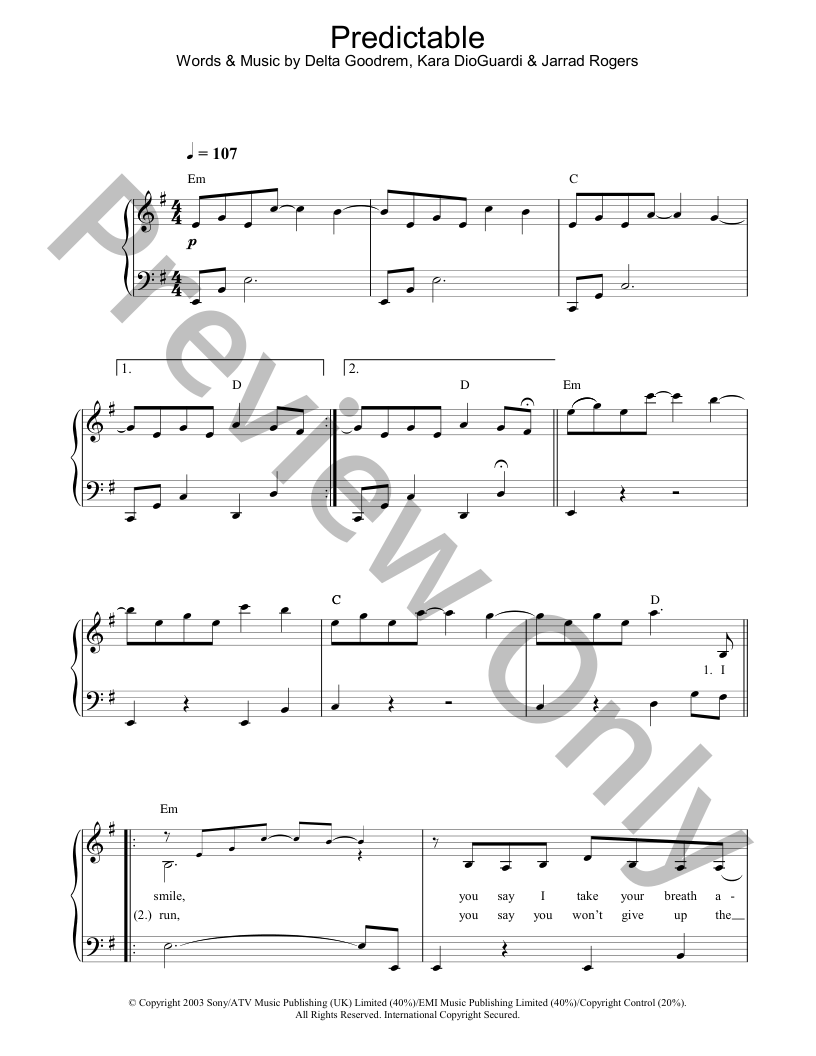 Predictable Piano Sheet Music | J.W. Pepper