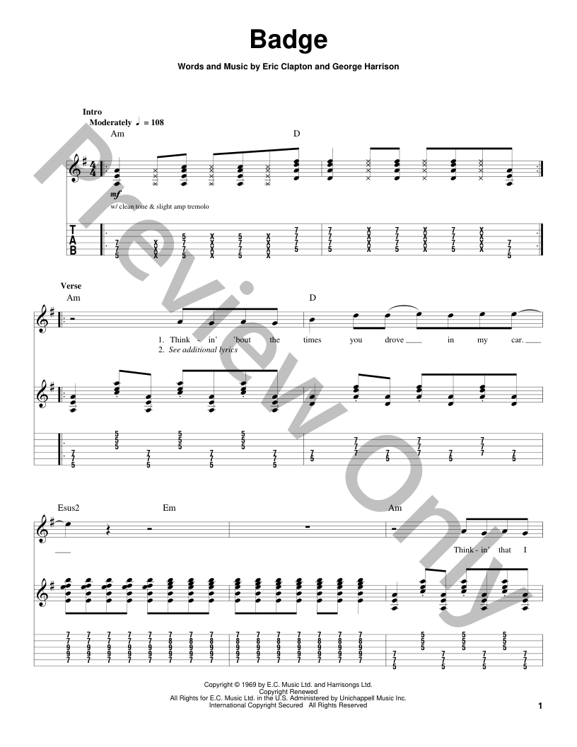 Badge Guitar/Fretted Sheet Music | J.W. Pepper