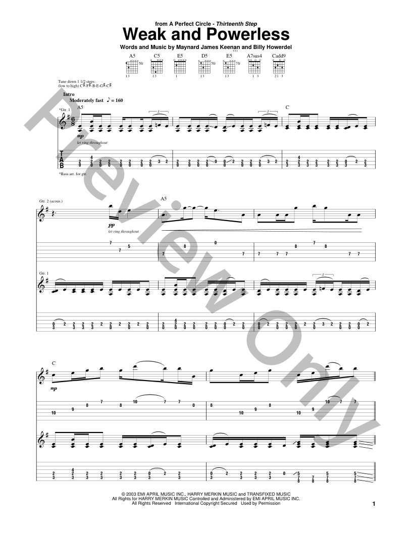 Weak and Powerless Guitar/Fretted Sheet Music | J.W. Pepper