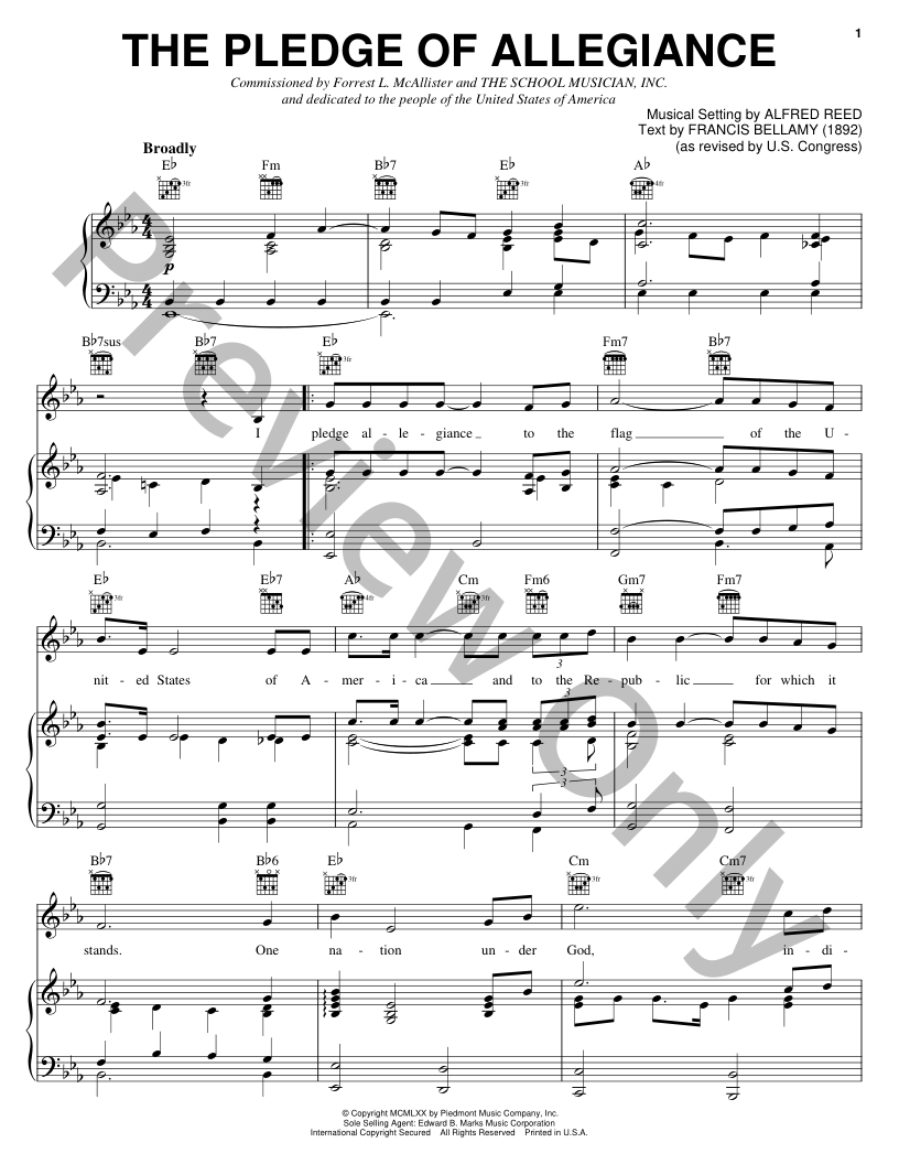 Pledge of Allegiance, The (Reed A) P/V/G Sheet Music | J.W. Pepper