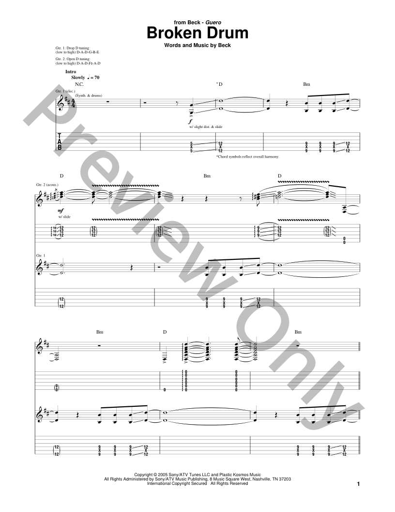 Broken Drum Guitar/Fretted Sheet Music | J.W. Pepper