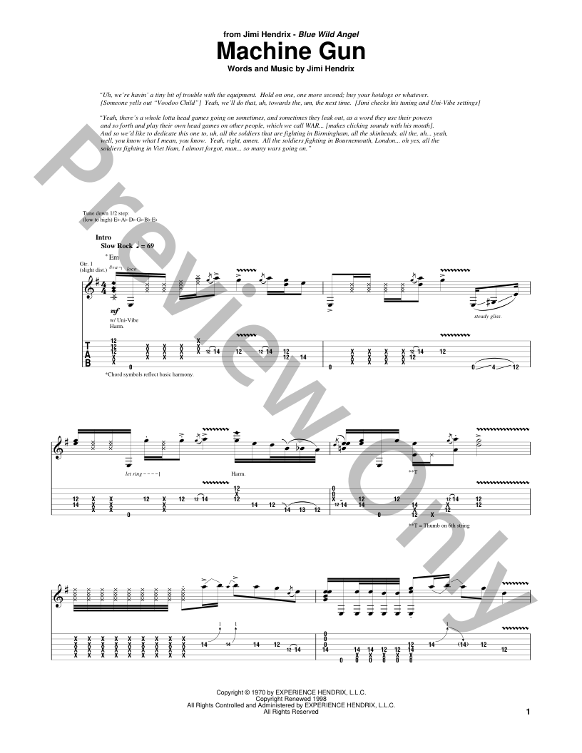Machine Gun Guitar/Fretted Sheet Music | J.W. Pepper