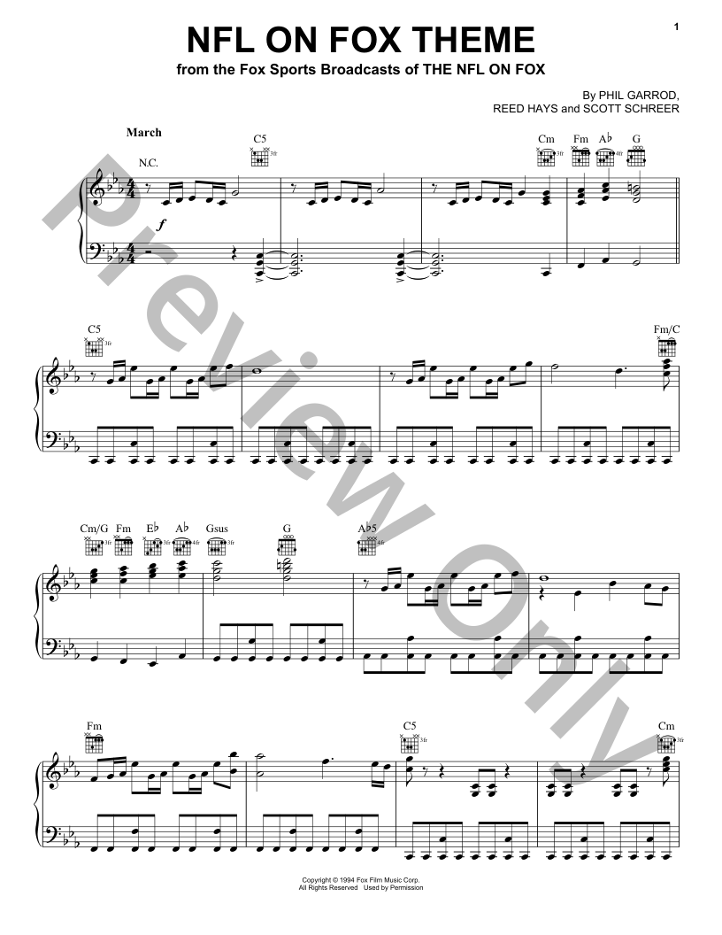 Nfl on Fox Theme Piano Sheet Music | J.W. Pepper
