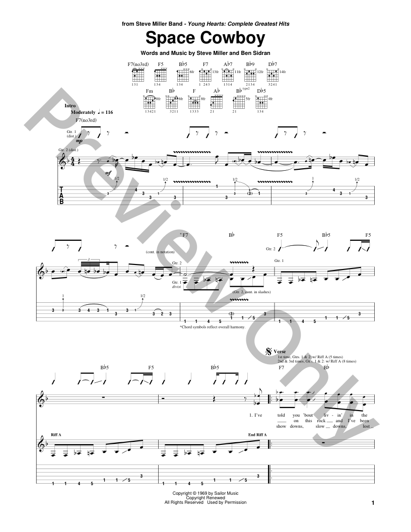 Space Cowboy Guitar/Fretted Sheet Music | J.W. Pepper
